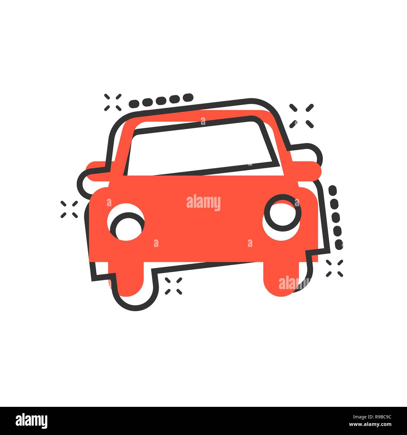 Car icon in comic style. Automobile car vector cartoon illustration ...