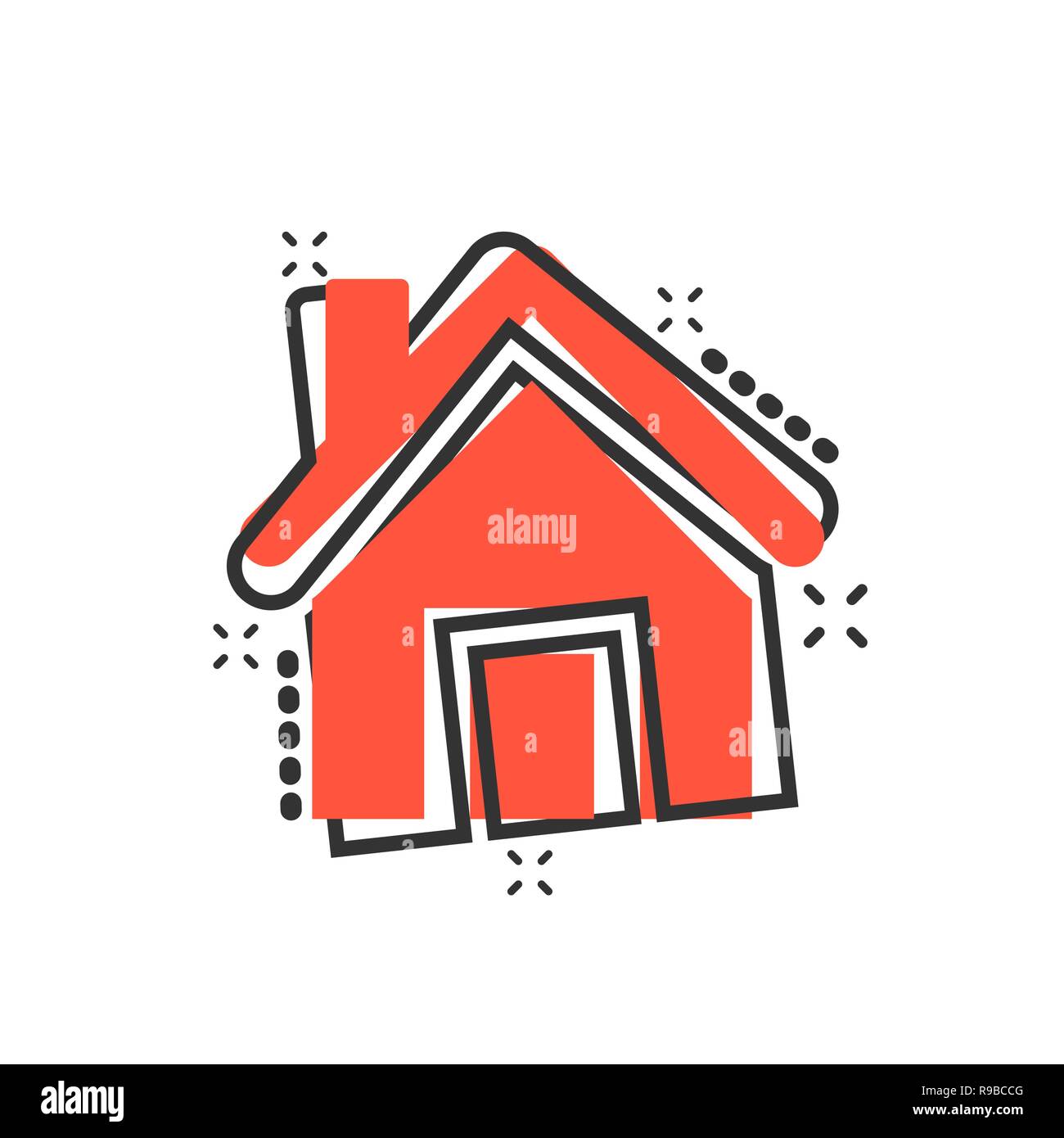 House building icon in comic style. Home apartment vector cartoon ...