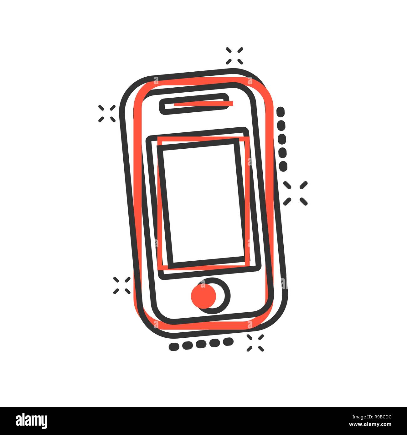 Smartphone icon in comic style. Phone handset vector cartoon ...