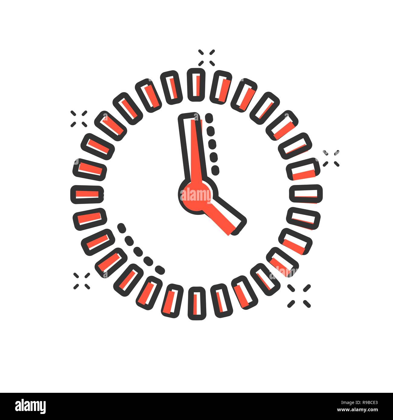 Clock countdown icon in comic style. Time chronometer vector cartoon illustration pictogram ...