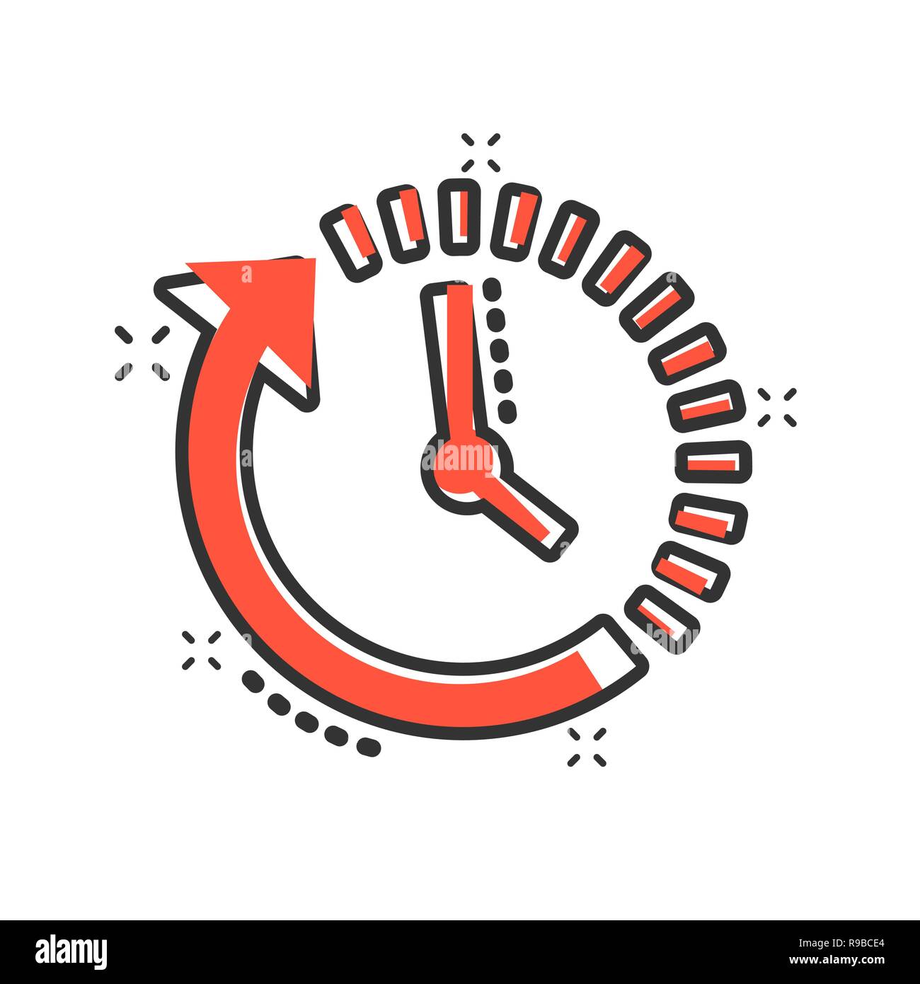 Clock countdown icon in comic style. Time chronometer vector cartoon ...