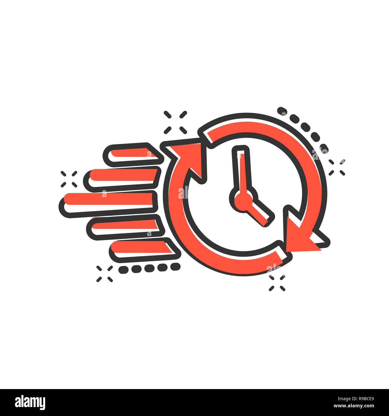 Clock countdown icon in comic style. Time chronometer vector cartoon ...