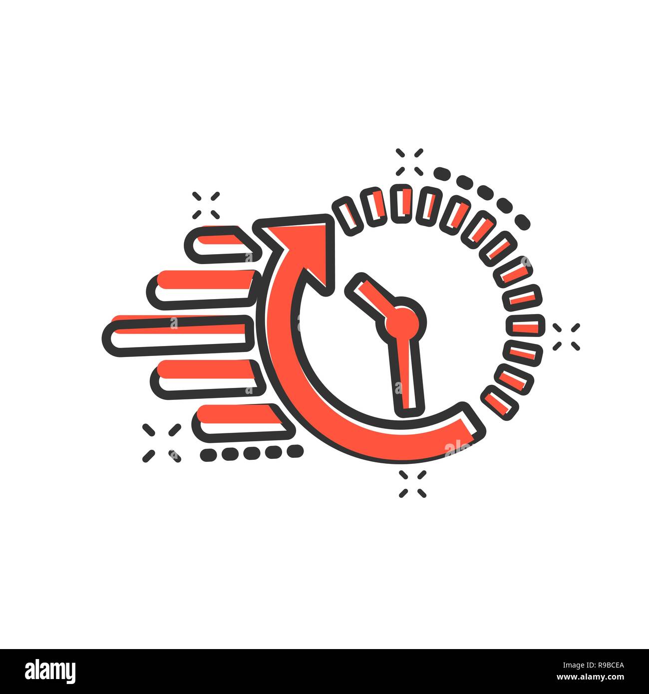 Clock countdown icon in comic style. Time chronometer vector cartoon ...