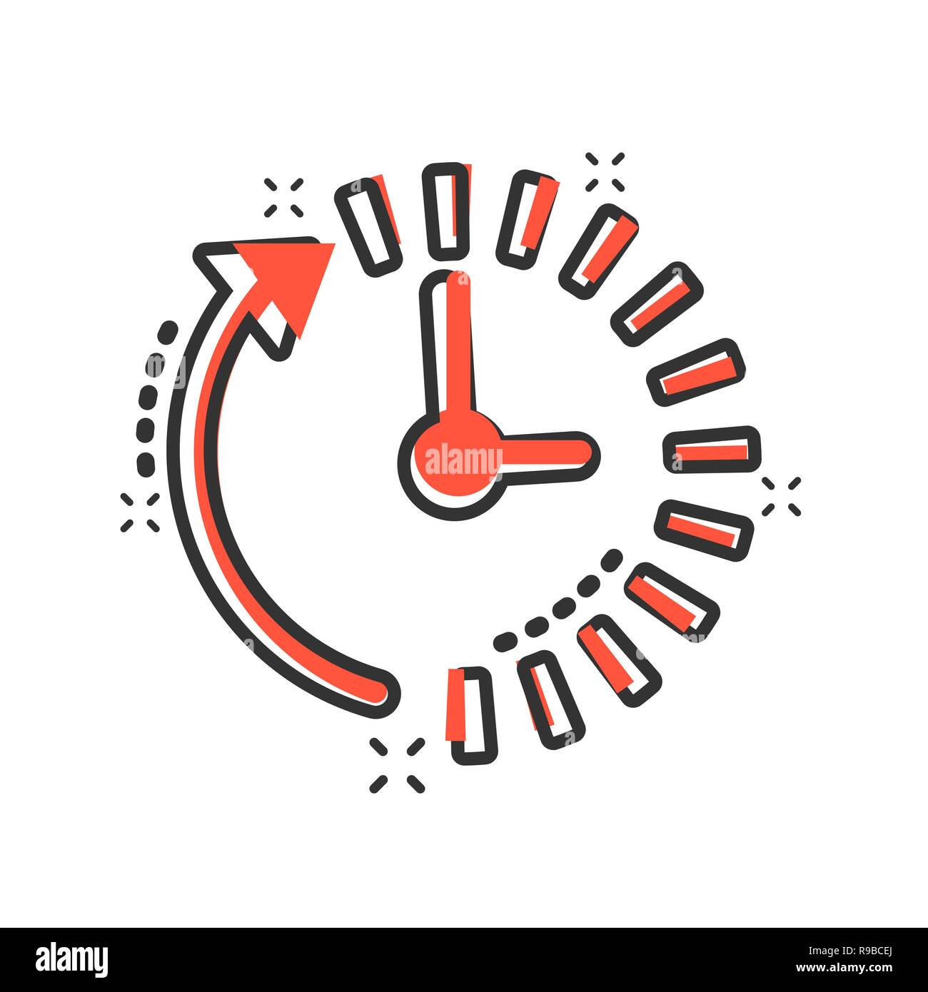 Clock countdown icon in comic style. Time chronometer vector cartoon ...