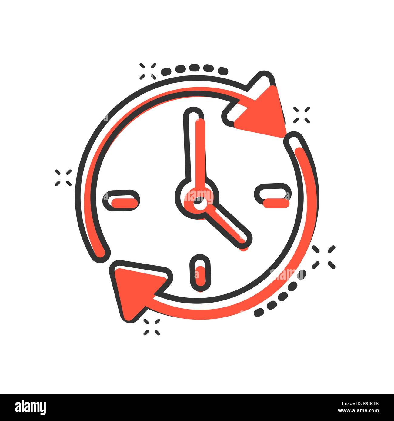 Clock countdown icon in comic style. Time chronometer vector cartoon ...