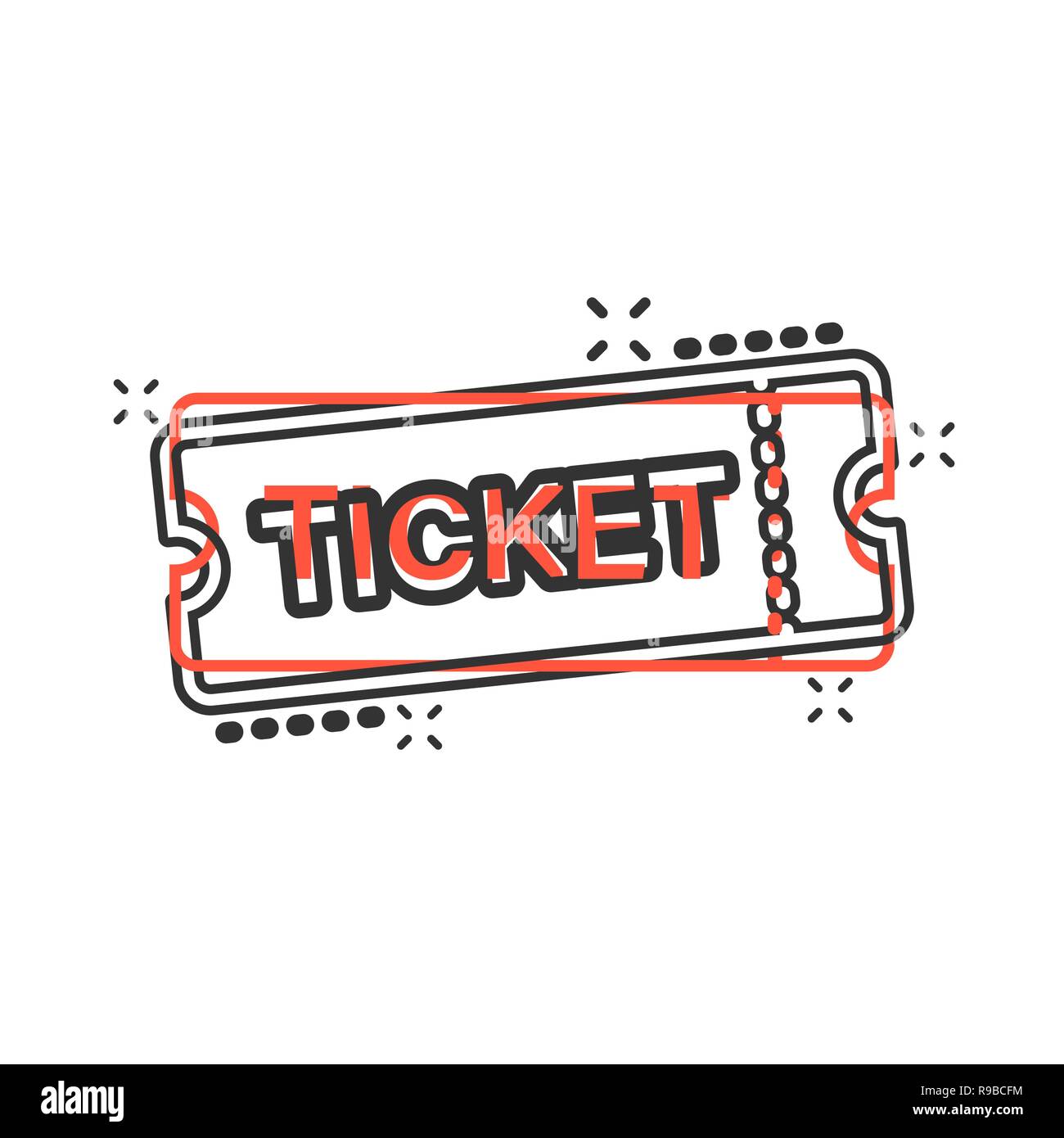 Cinema ticket icon in comic style. Admit one coupon entrance vector ...