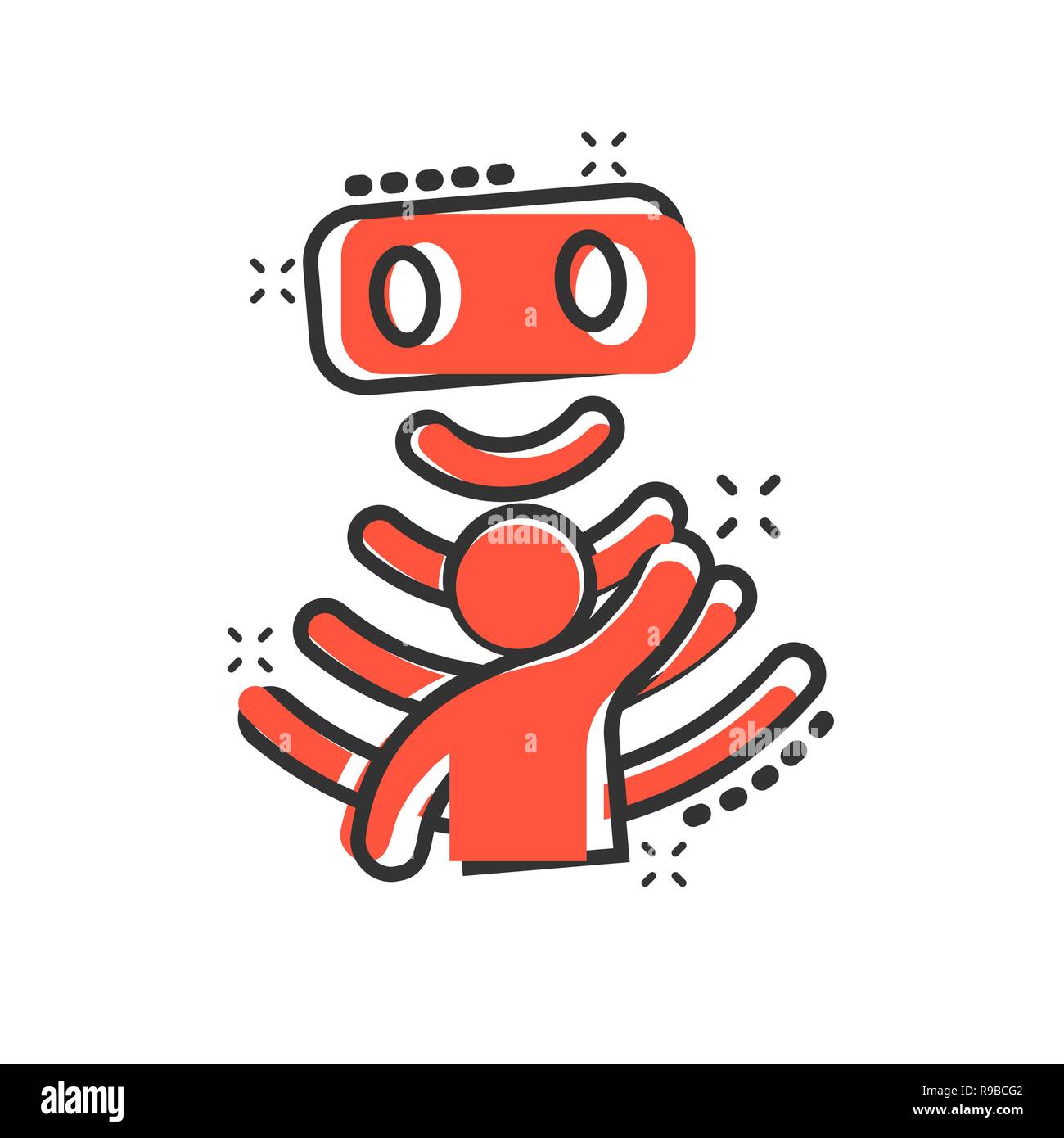 Motion sensor icon in comic style. Sensor waves with man vector cartoon ...