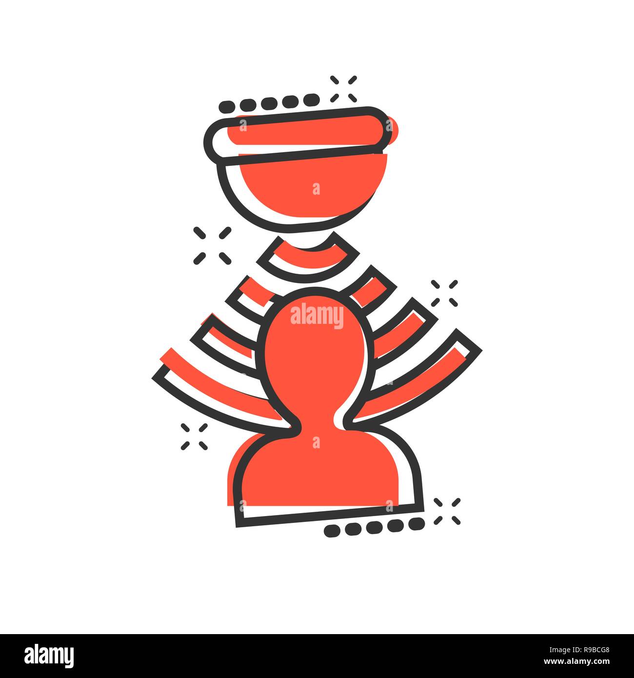 Motion sensor icon in comic style. Sensor waves with man vector cartoon ...