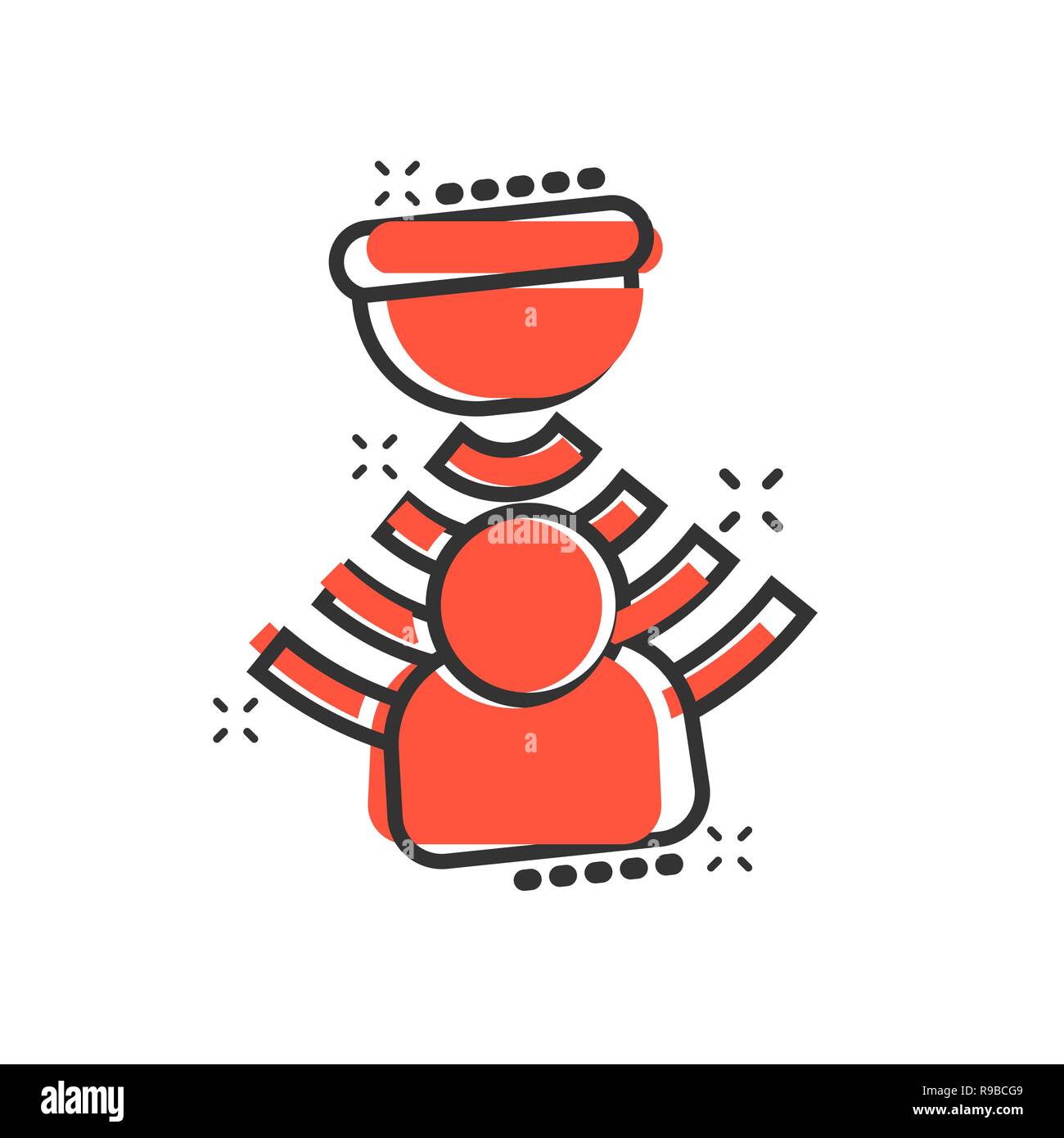 Motion sensor icon in comic style. Sensor waves with man vector cartoon ...