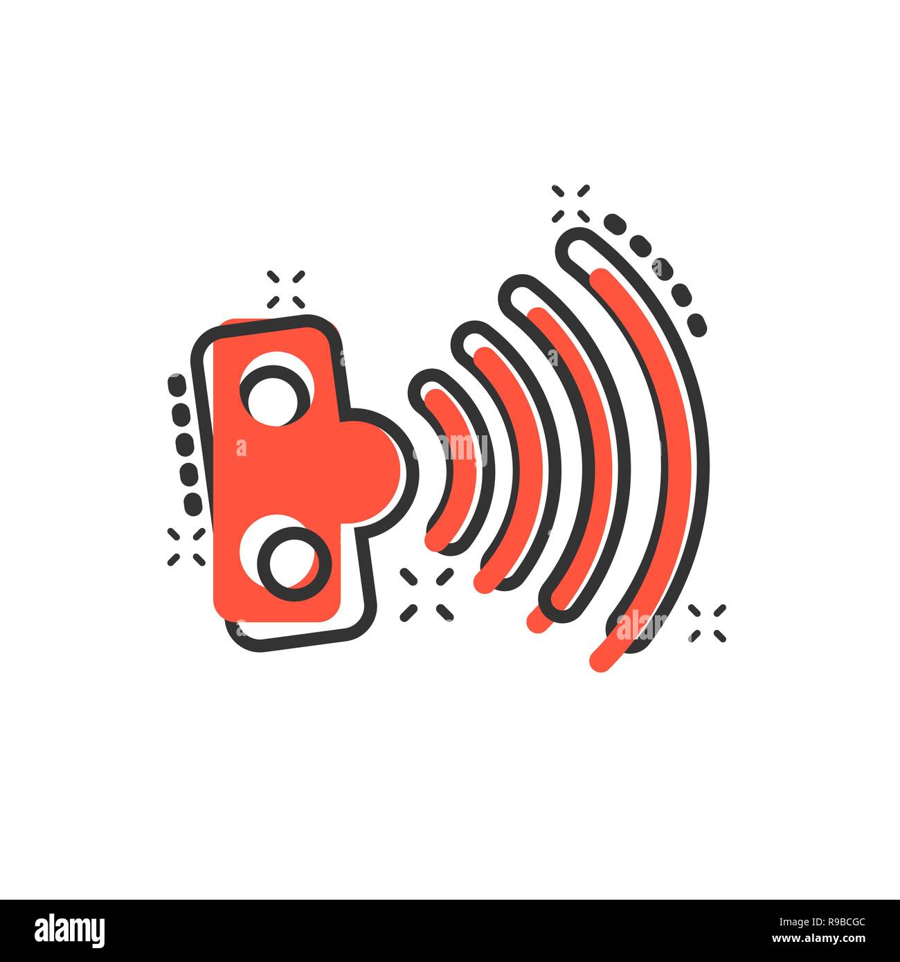 Motion sensor icon in comic style. Sensor waves vector cartoon ...