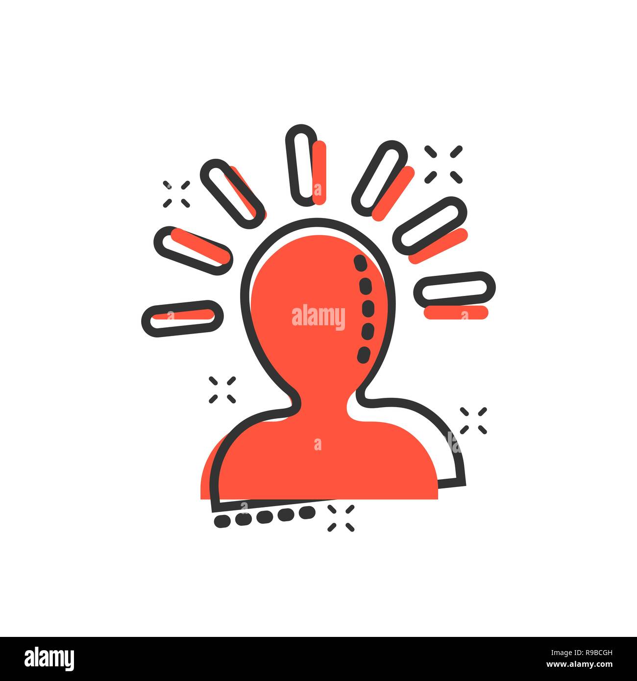 Mind people icon in comic style. Human frustration vector cartoon ...