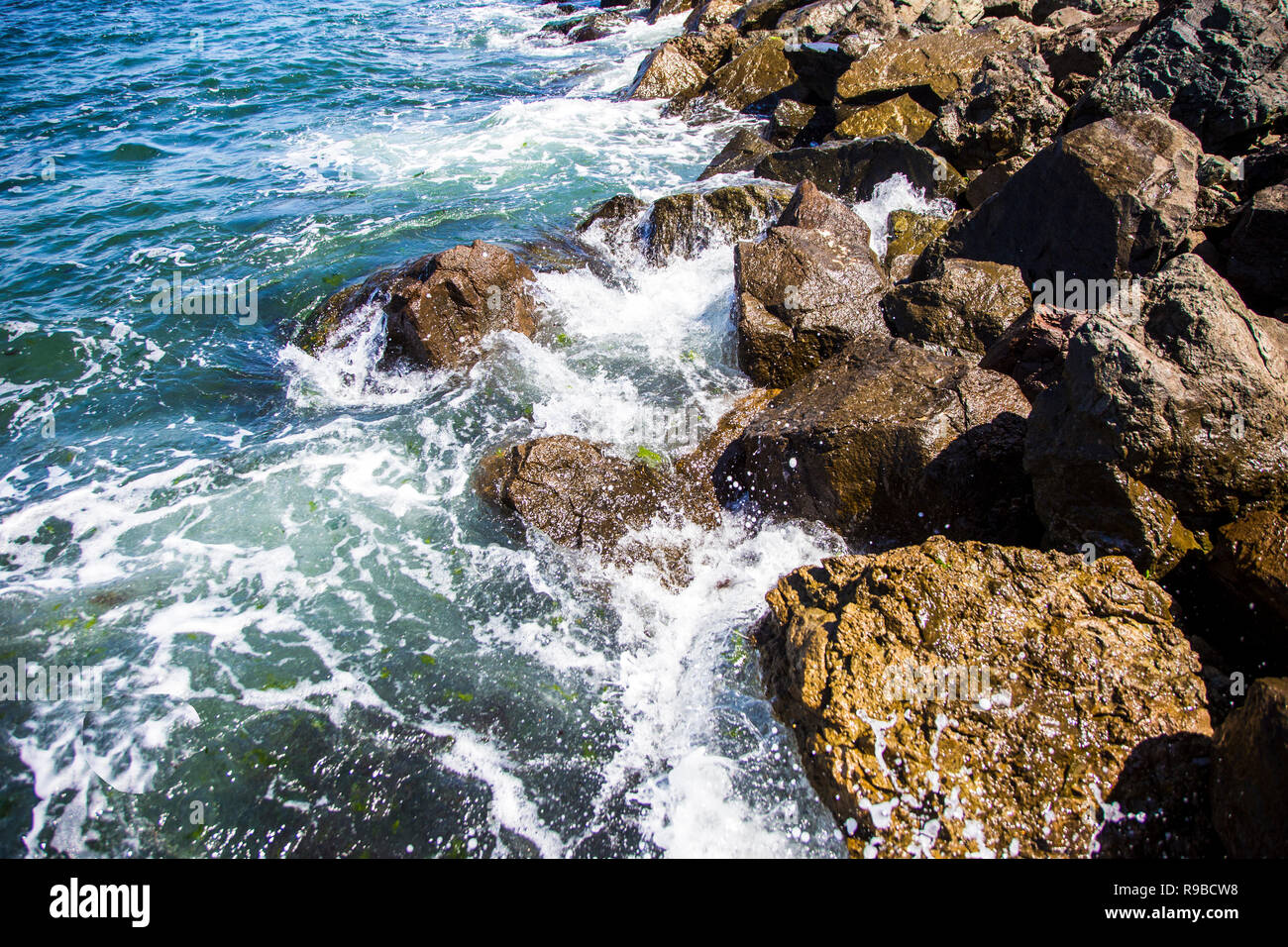image of stones in the sea with waves, beautiful background Stock Photo ...
