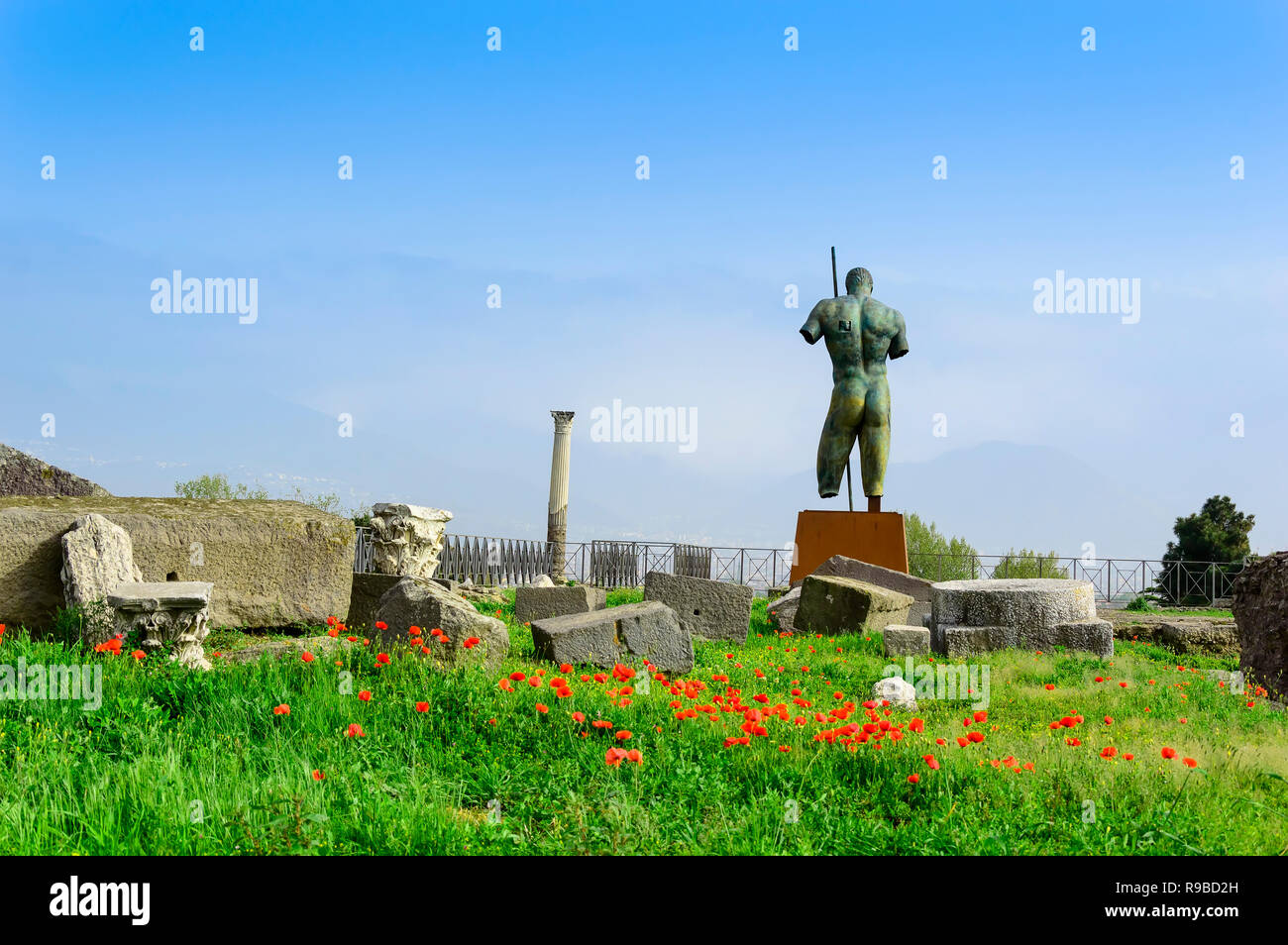 Pompeii ruins and bronze statue of Daedalus by Igor Mitoraj among ...