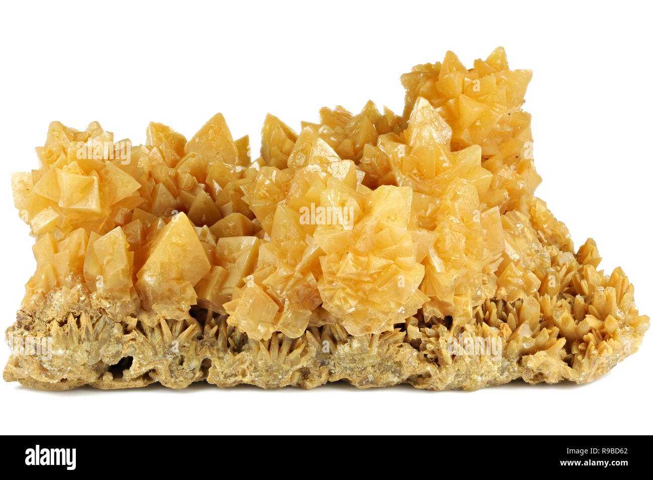 triangle calcite crystal cluster from China isolated on white ...