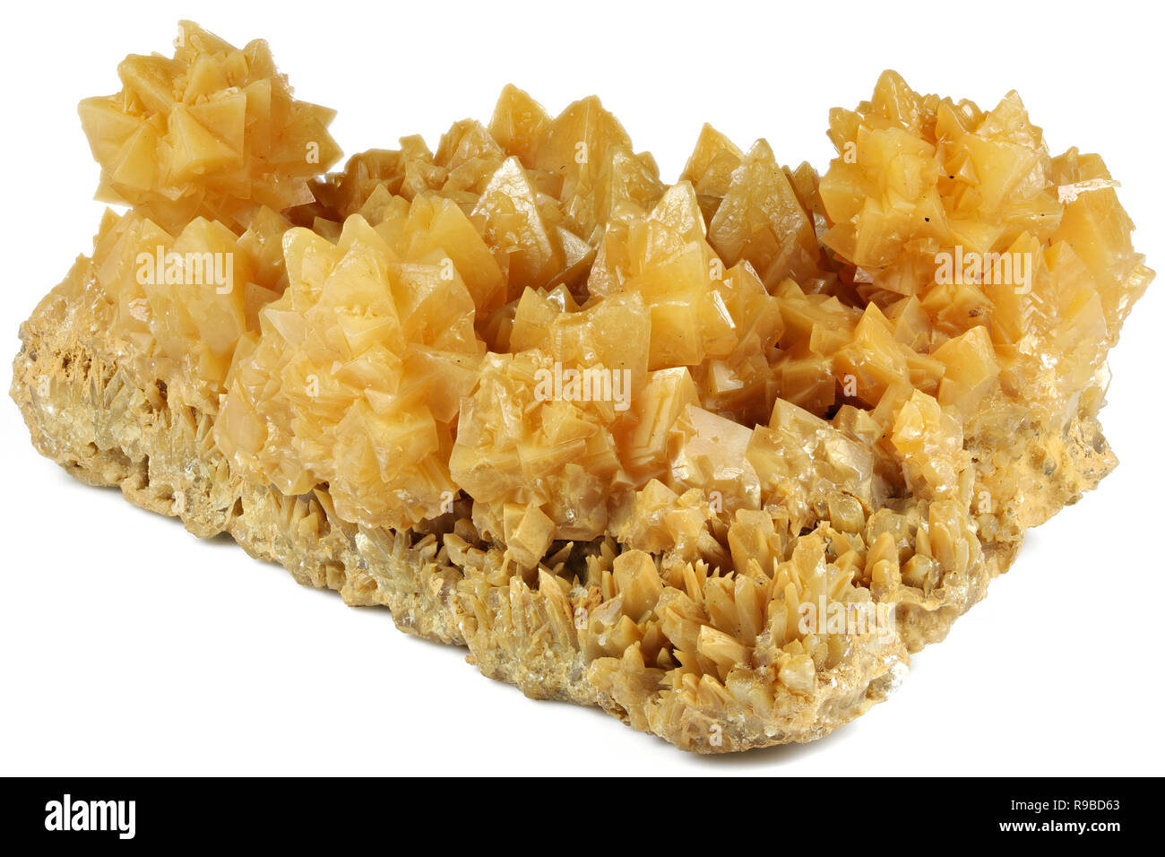 triangle calcite crystal cluster from China isolated on white ...
