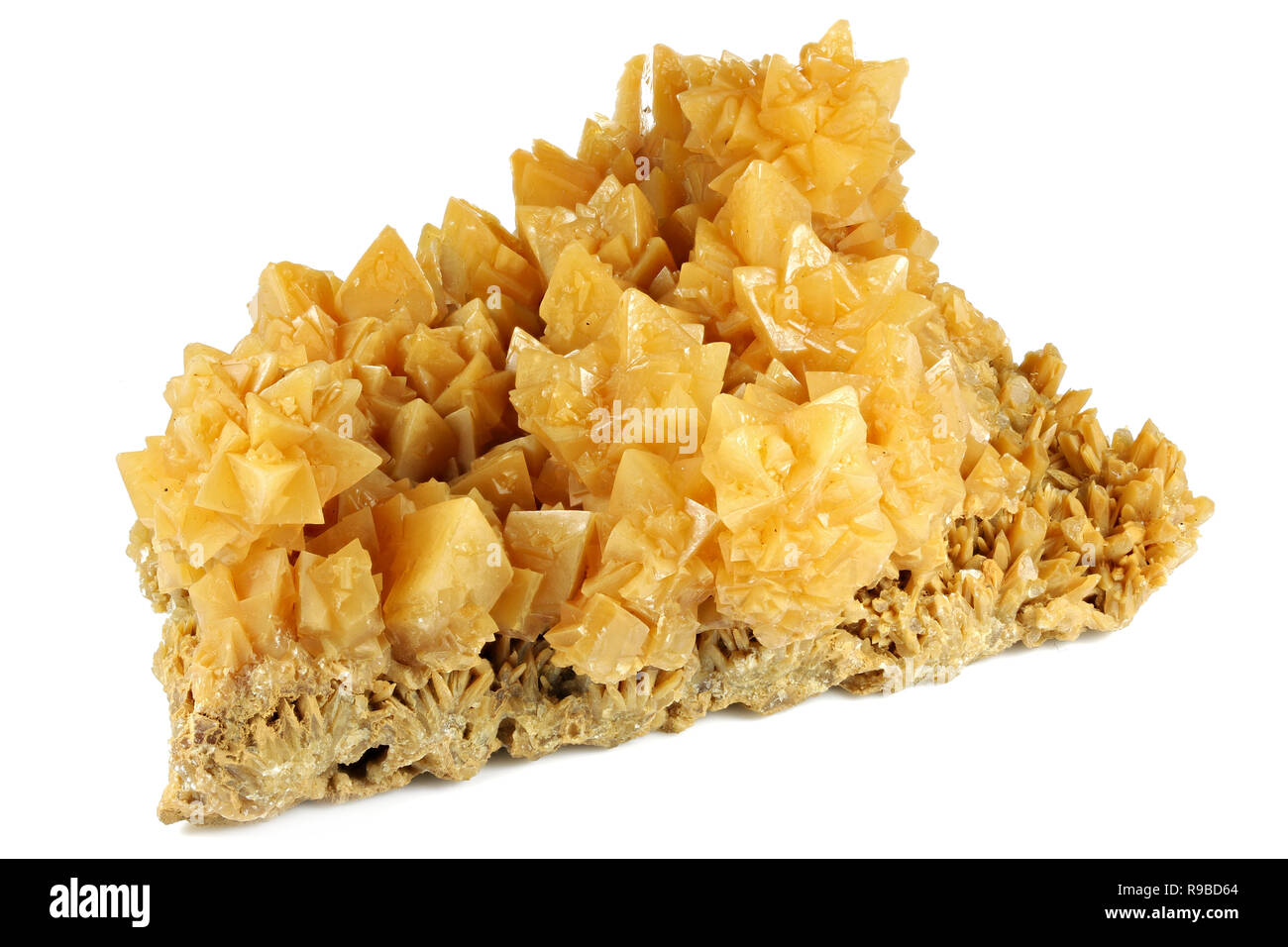 triangle calcite crystal cluster from China isolated on white ...