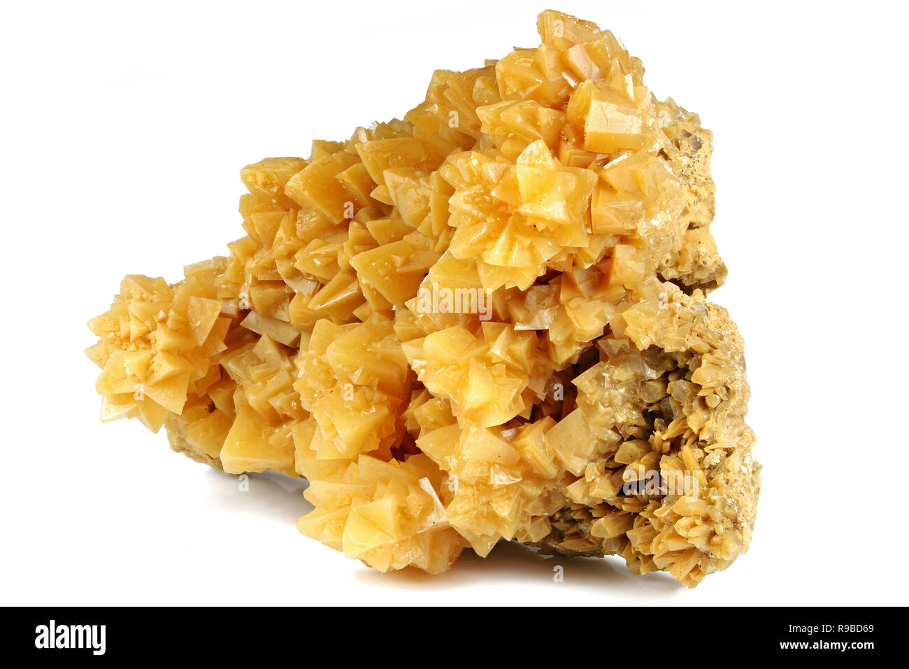 triangle calcite crystal cluster from China isolated on white ...