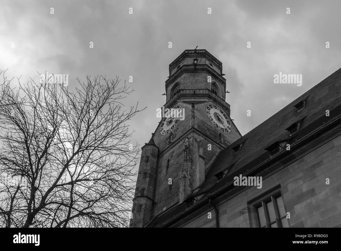 Old church clock Black and White Stock Photos & Images - Alamy