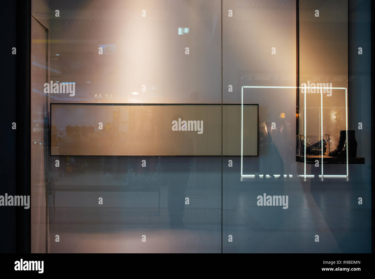 Glassed store window with reflection and copy space Stock Photo - Alamy