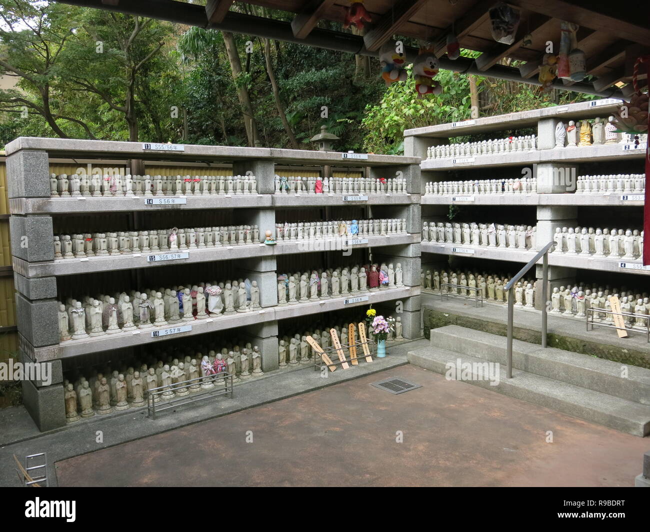 Jizo statues at the Taya Caves at Kamakura in the grounds of Josenji ...