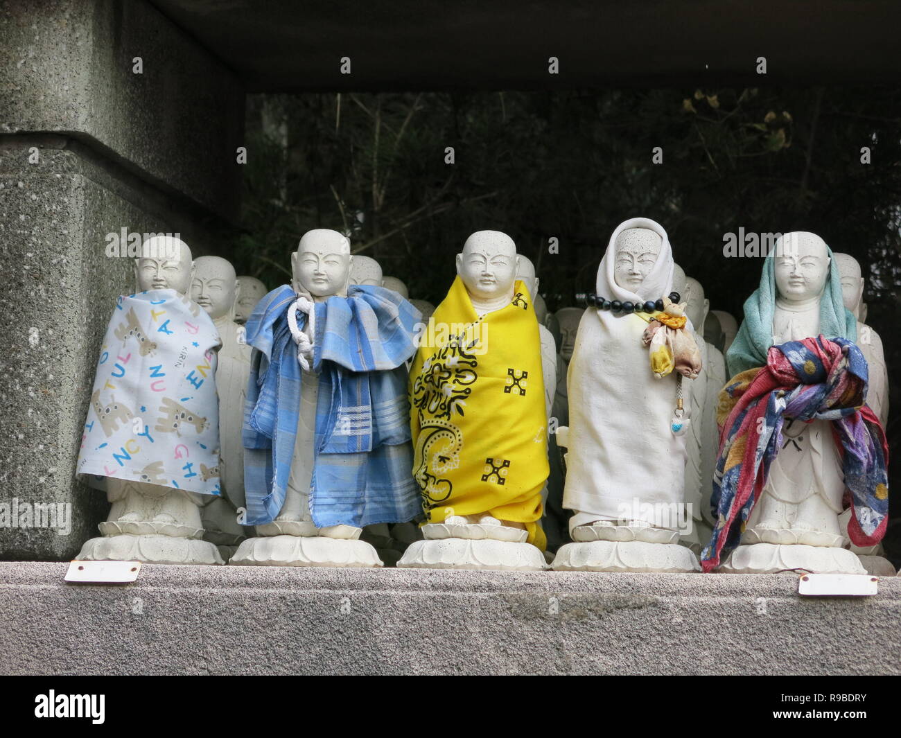 Jizo statues at the Taya Caves at Kamakura in the grounds of Josenji ...