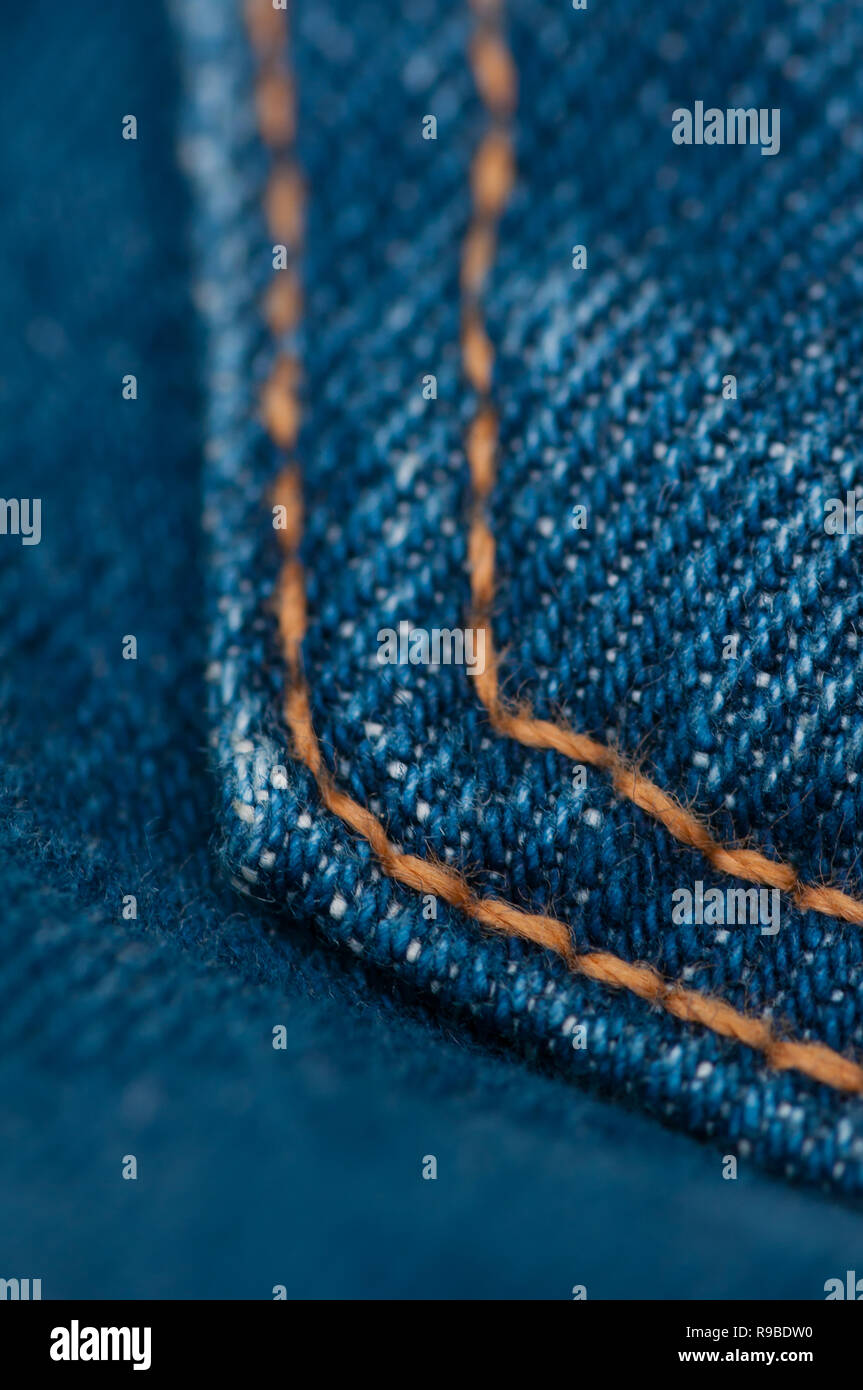 blue jeans seam close-up Stock Photo - Alamy