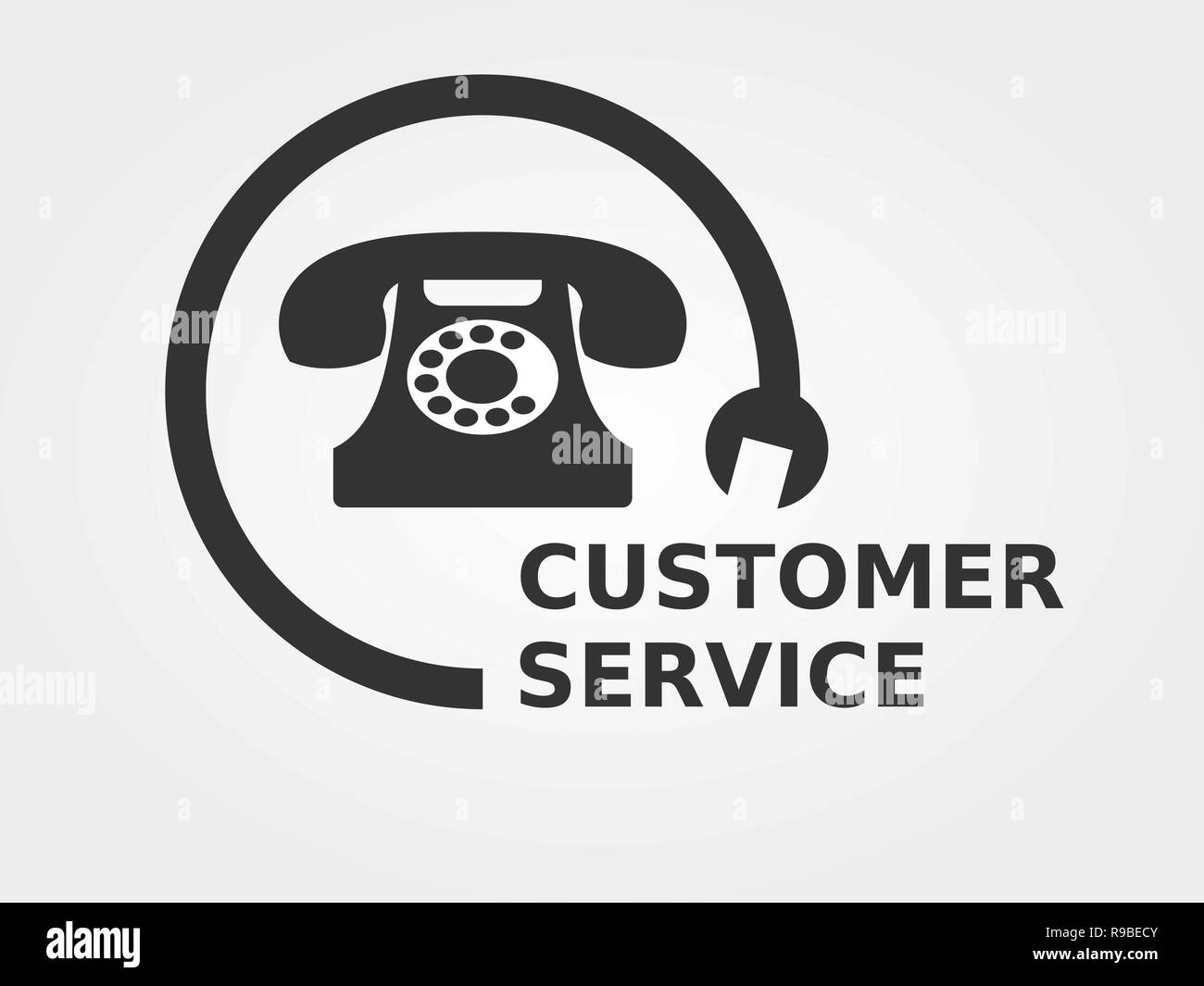Customer service concept icon. Retro phone with customer service text ...