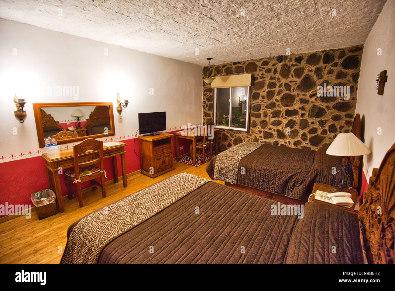 Typical Mexican mid-range hotel in traditional Mexican style Stock ...