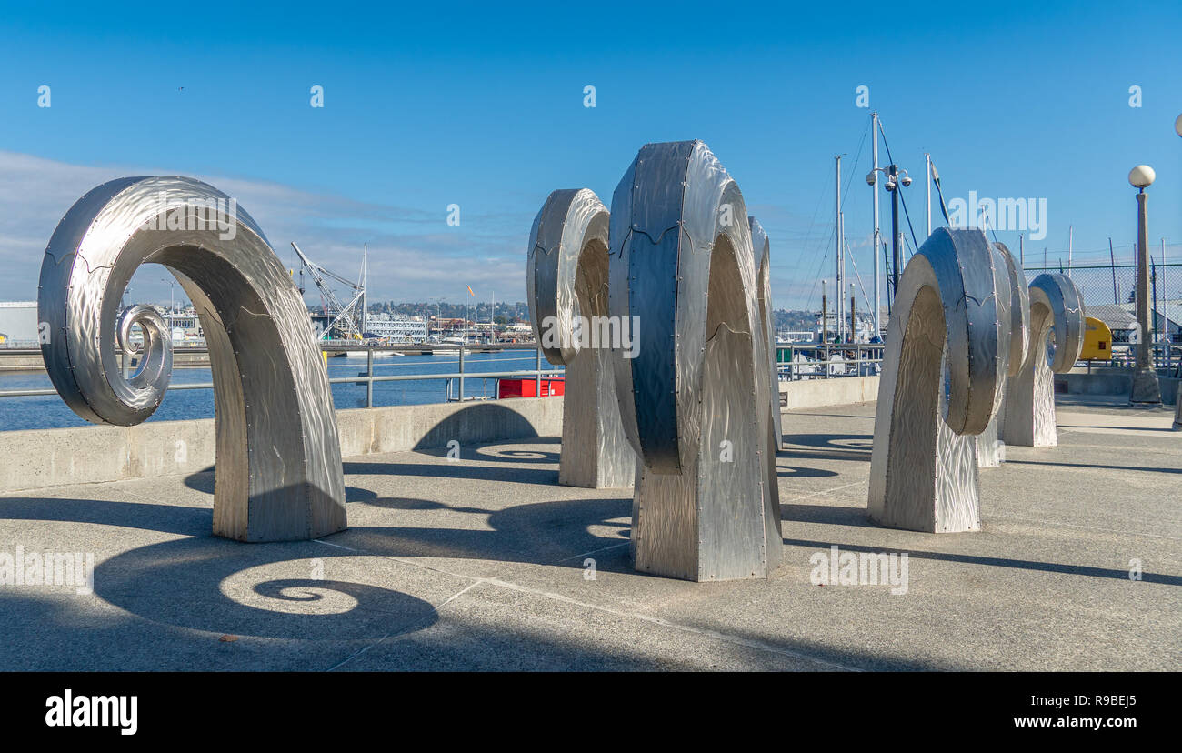 At the Ballard Locks at Puget Sound, Seattle, Washginton Stock Photo ...