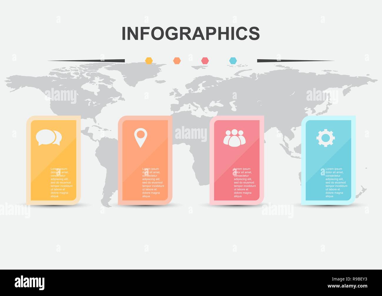 Infographic design template with 4 rounded rectangles, stock vector ...