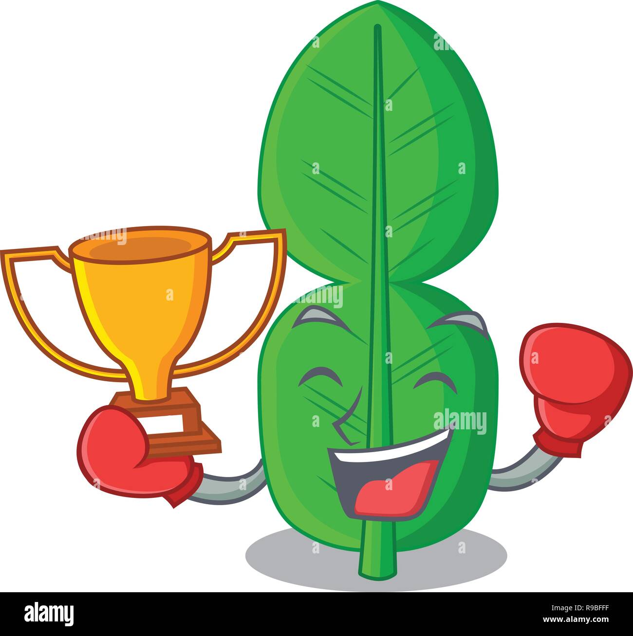 Boxing winner bergamot leaf in cartoon a interrupting Stock Vector ...