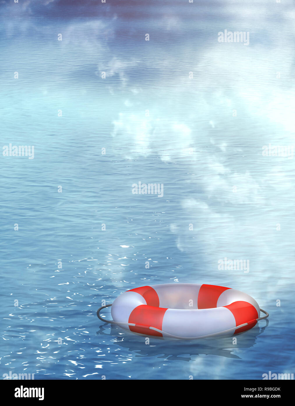 Lifebuoy, floating on waves Stock Photo - Alamy