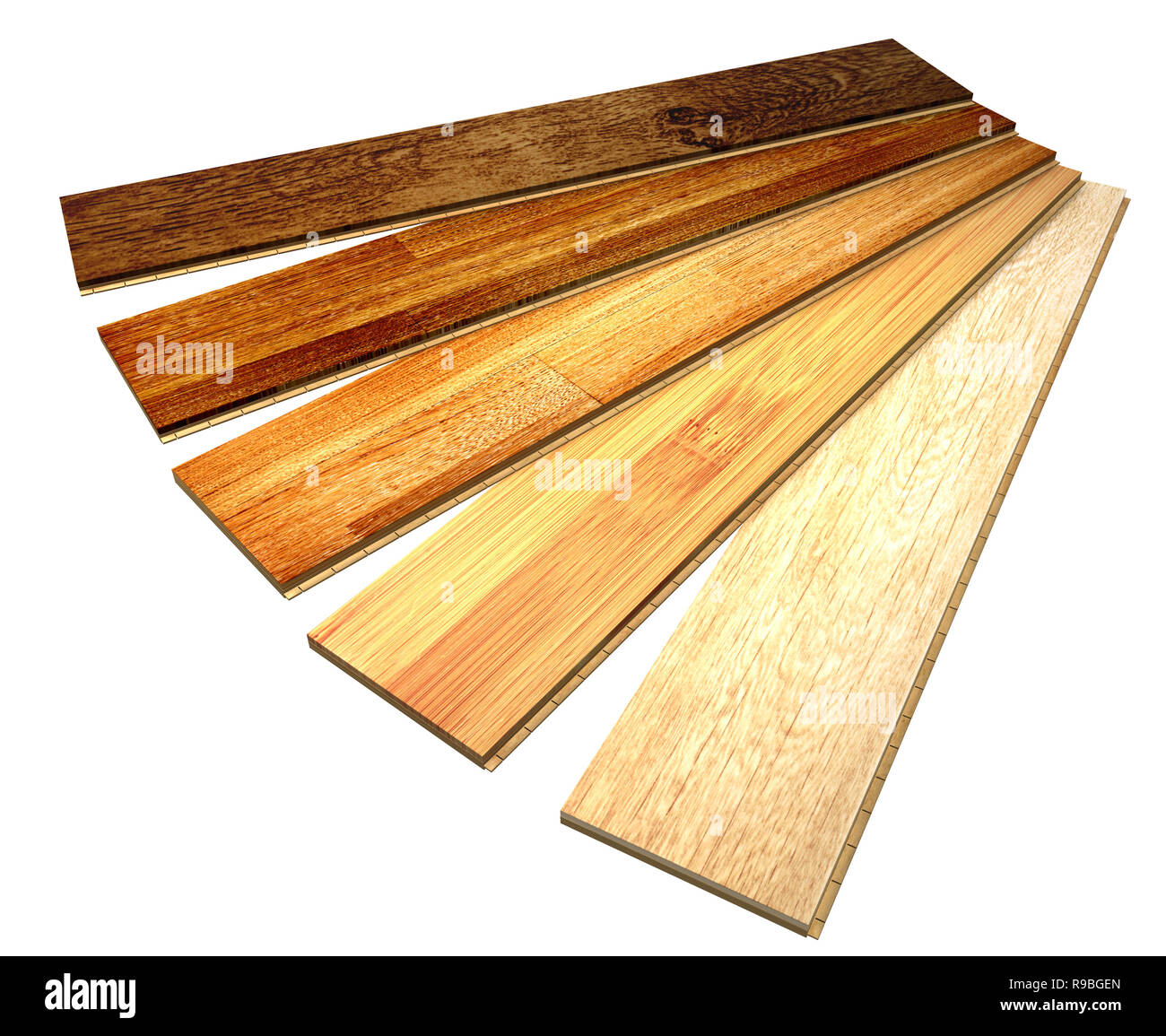 New oak parquet of different colors. Isolated over white Stock Photo ...
