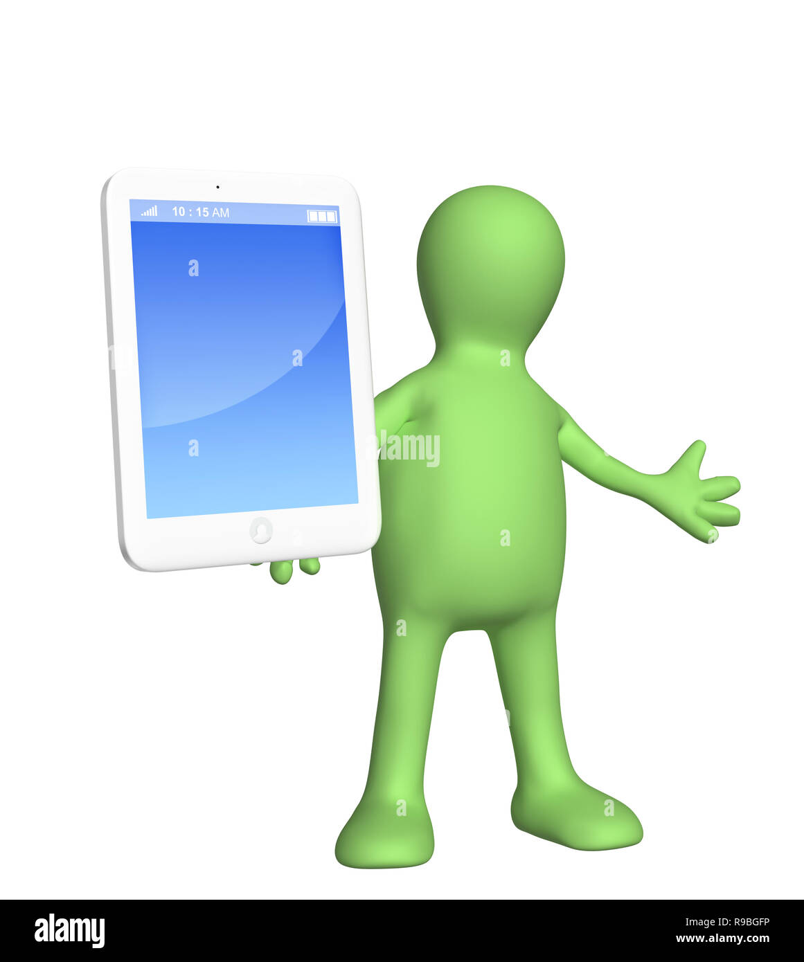 Puppet with smart phone. Isolated on white background Stock Photo - Alamy