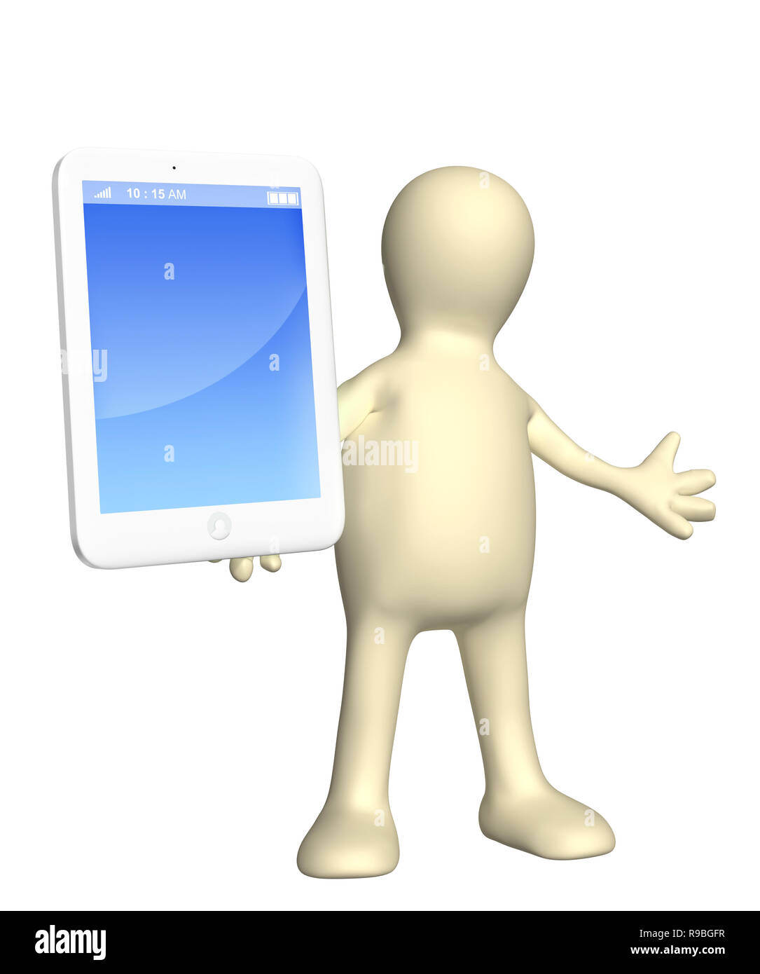 Puppet with smart phone. Isolated on white background Stock Photo - Alamy