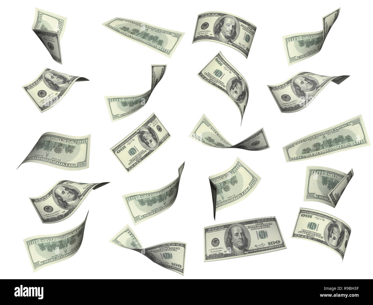 Collection of dollar banknotes. Isolated on white background Stock ...