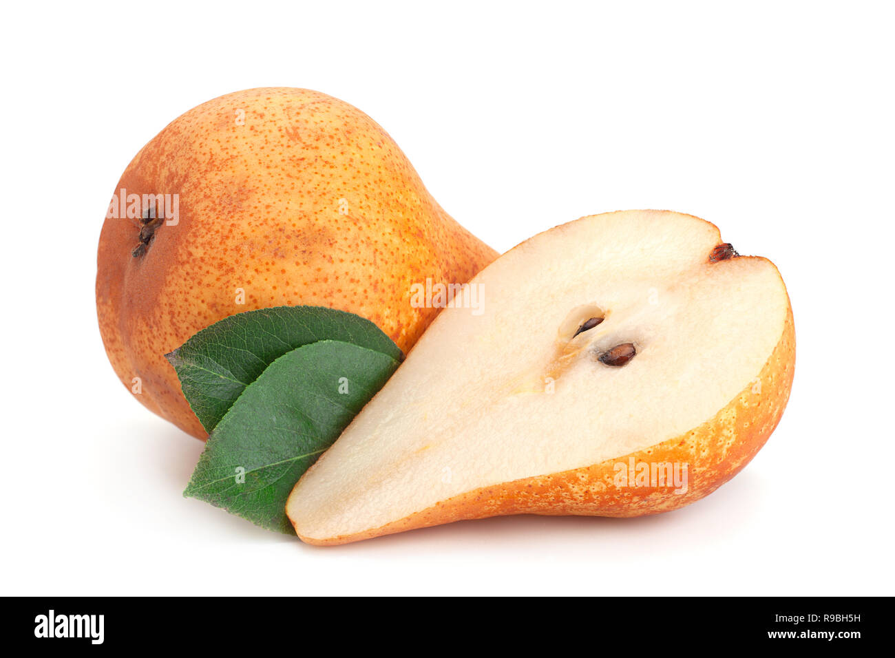 Brown pear closeup isolated on white background Stock Photo - Alamy