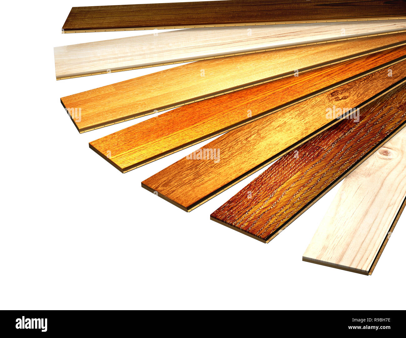 New oak parquet of different colors. Isolated on white background Stock ...
