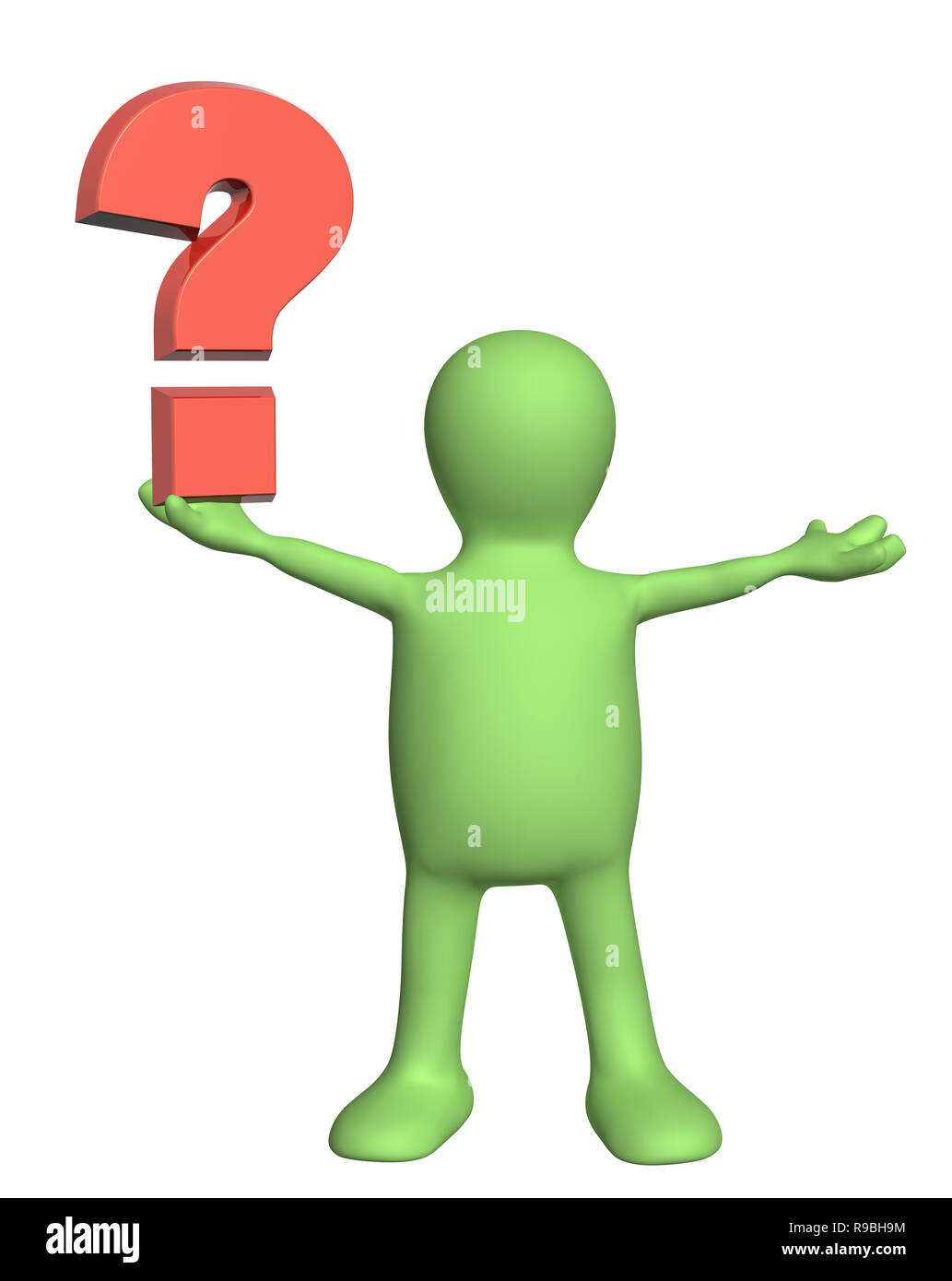 3d puppet with question mark. Isolated on white background Stock Photo ...