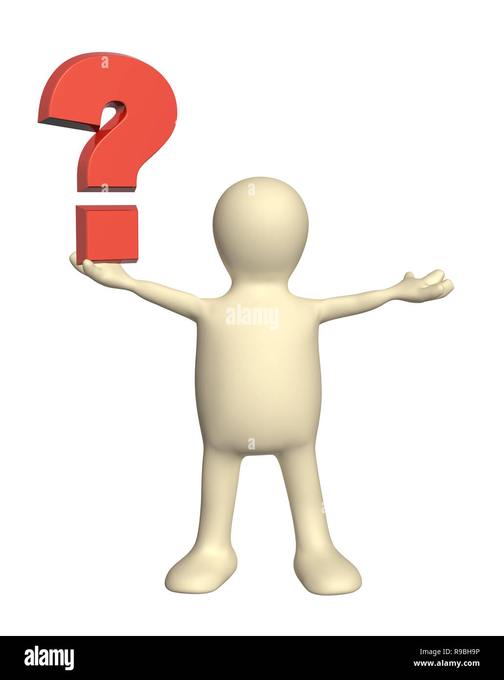 3d puppet with question mark. Isolated on white background Stock Photo ...