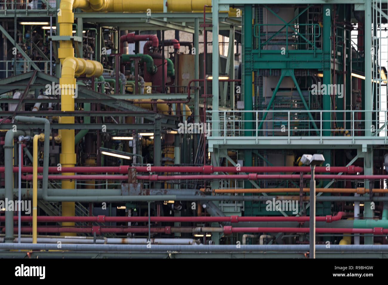 Colorful piping and many piping systems of a chemical plant Stock Photo ...