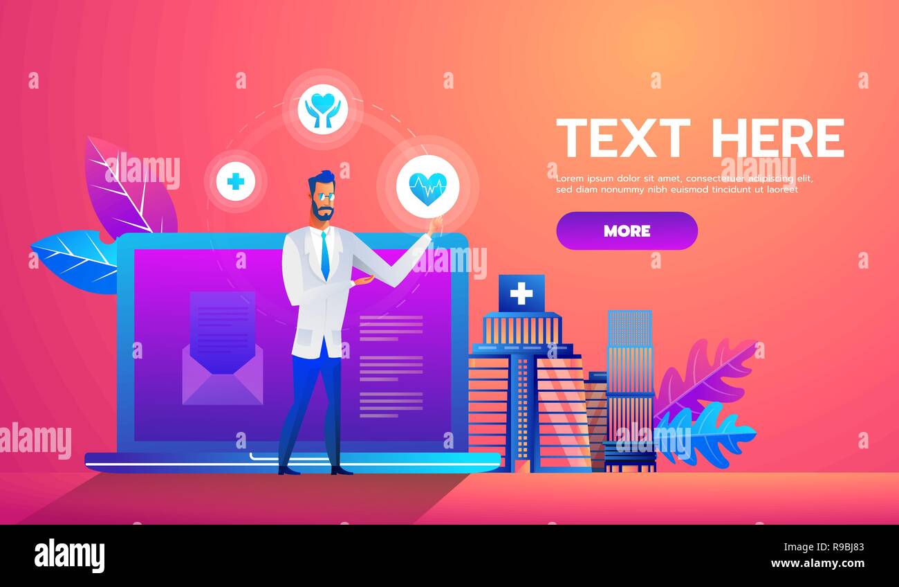 Online diagnosis concept banner with characters. Can use for web banner, infographics, hero ...