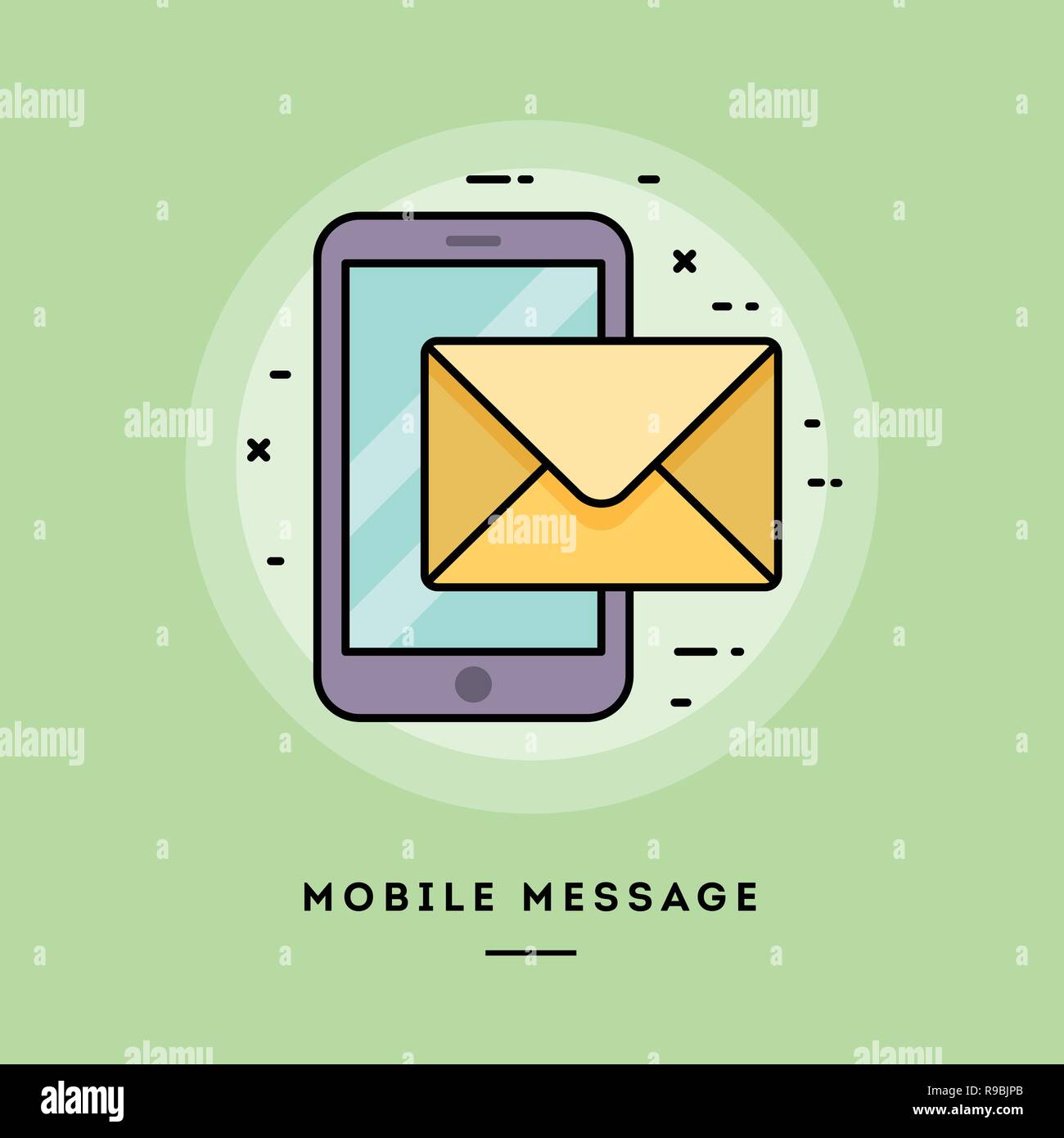 Mobile message, flat design thin line banner Stock Vector Image & Art ...