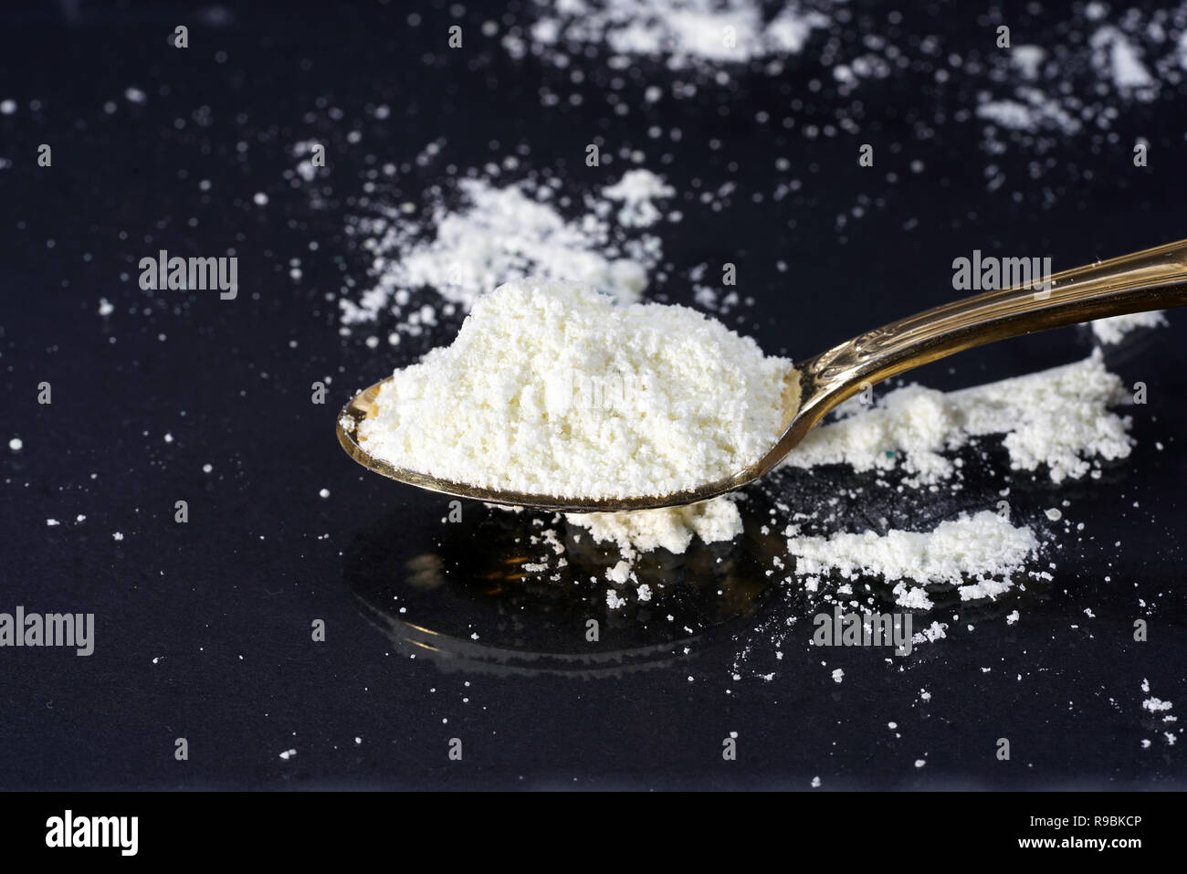 Chemical powder from the chemistry kit with macro lens photographed in ...