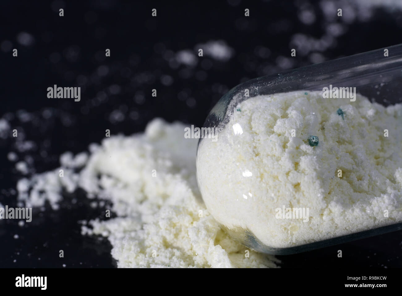 Chemical powder from the chemistry kit with macro lens photographed in ...