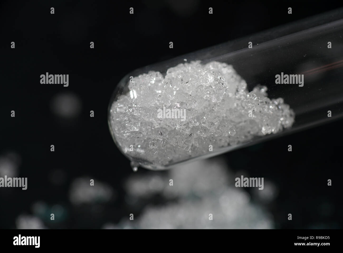 Chemical powder from the chemistry kit with macro lens photographed in ...