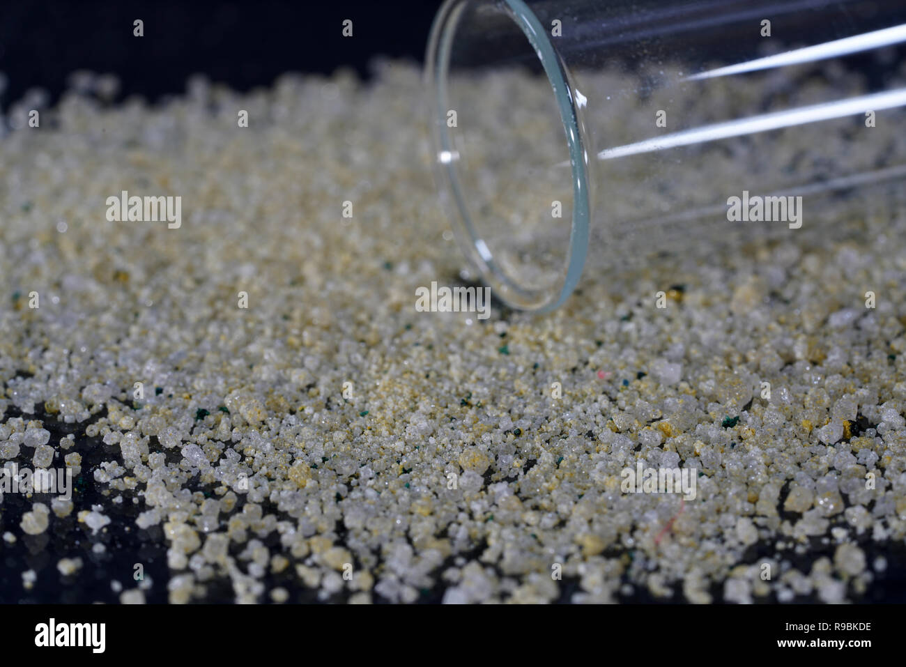 Chemical powder from the chemistry kit with macro lens photographed in ...
