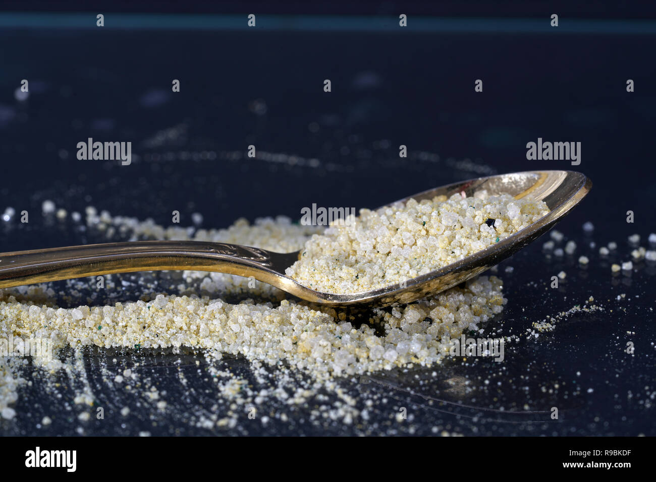Chemical powder from the chemistry kit with macro lens photographed in ...