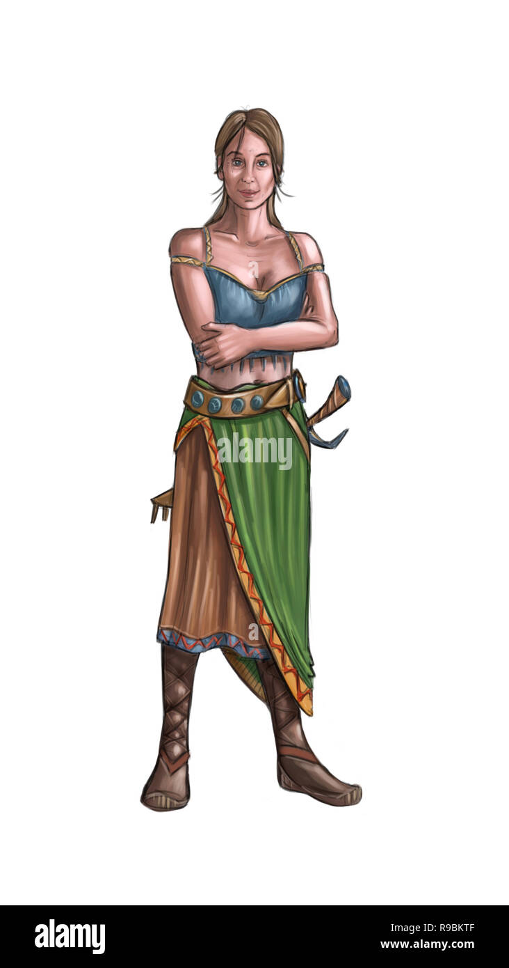 Concept Art Fantasy Illustration of Beautiful Young Village Woman or ...