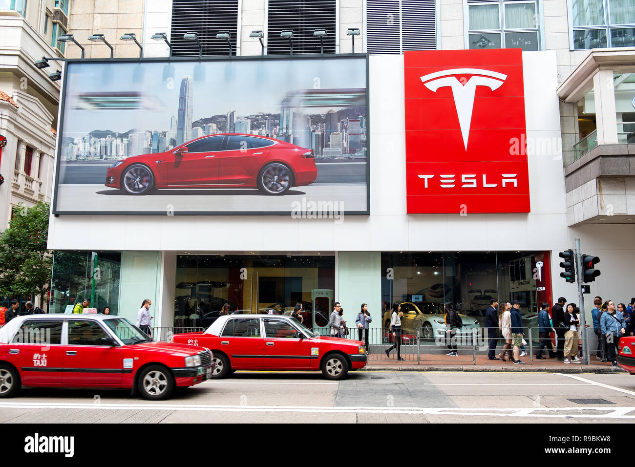 American electric company car Tesla Motors official store showroom in ...